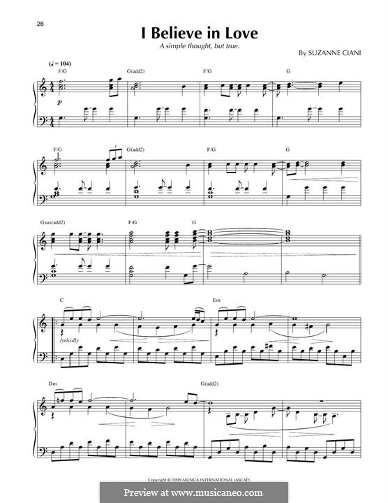 I Believe In Love by S. Ciani - sheet music on MusicaNeo
