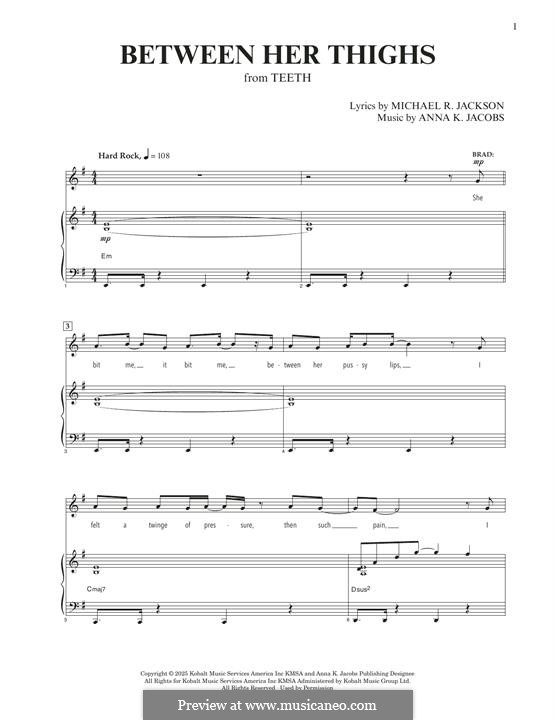 Between Her Thighs (from Teeth) by A.K. Jacobs - sheet music on MusicaNeo