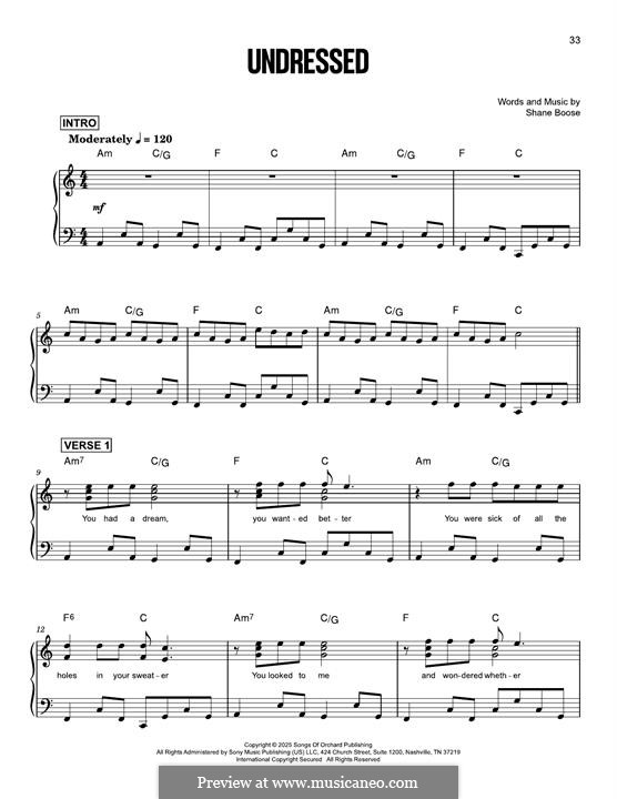 Undressed (sombr) by S. Boose - sheet music on MusicaNeo