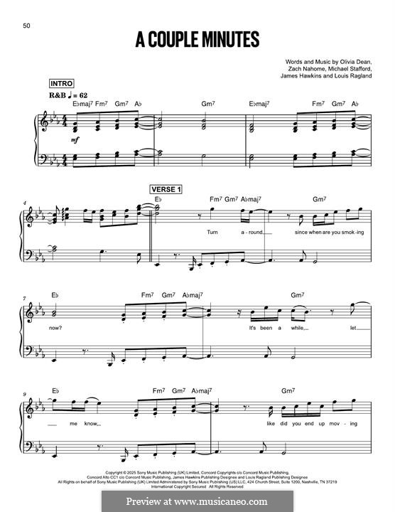 A Couple Minutes (Olivia Dean) by M. Stafford, L. Ragland on MusicaNeo