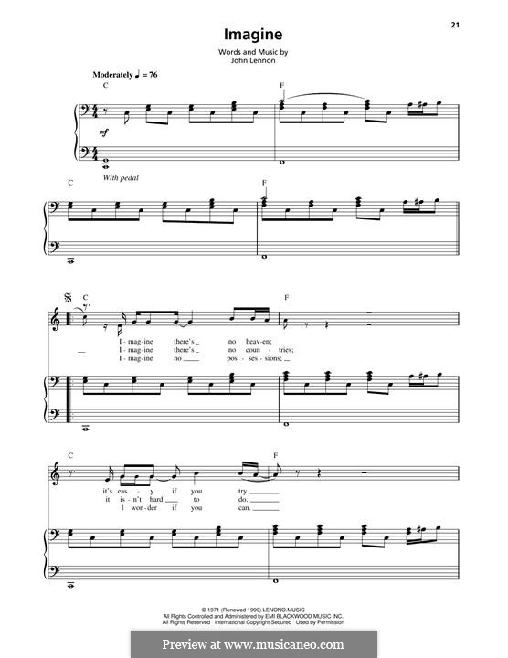 Vocal version (Imagine) by J. Lennon - sheet music on MusicaNeo