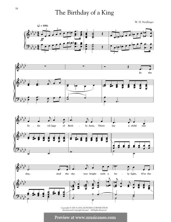 The Birthday of a King by W.H. Neidlinger - free download on MusicaNeo