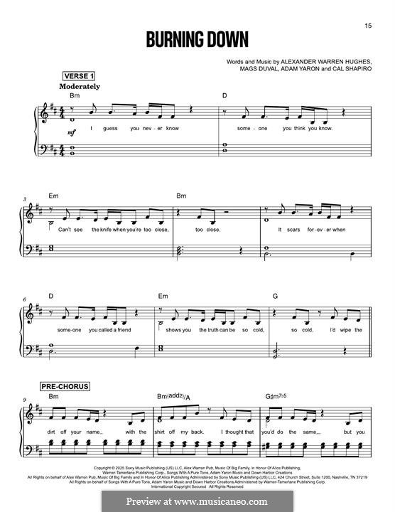 Burning Down (Alex Warren) by C. Shapiro, A. Yaron, M. Chapman on MusicaNeo