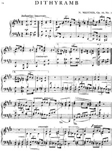 Three Dithyrambs, Op.10 by N. Medtner - free download on MusicaNeo