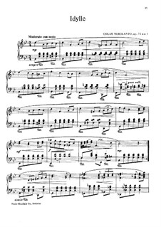 Idyll for Piano, Op.73 No.1 by O. Merikanto - sheet music on MusicaNeo