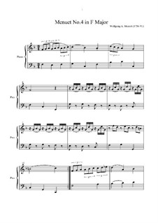 Minuet for Piano in F Major, K.5 by W.A. Mozart - sheet music on MusicaNeo