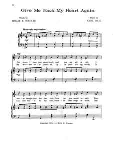Give Me Back My Heart Again by C. Heil - sheet music on MusicaNeo