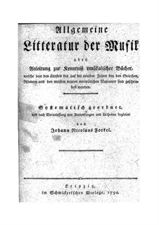 General Literature of Music by J.N. Forkel - free download on MusicaNeo