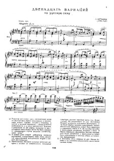 Twelve Variations on Russian Dance from 'Das Waldmädchen' by P ...