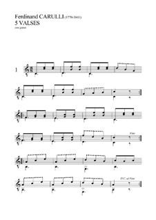 Five Waltzes for Guitar by F. Carulli - sheet music on MusicaNeo
