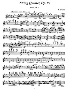 String Quintet No.3 in E Flat Major 'American', B.180 Op.97 by A. Dvořák on MusicaNeo