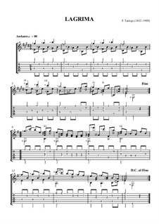 Lagrima. Prelude by F. Tárrega - sheet music on MusicaNeo