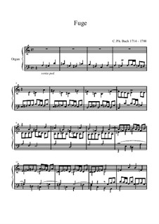 Fugue for Organ in A Minor by C.P.E. Bach - sheet music on MusicaNeo