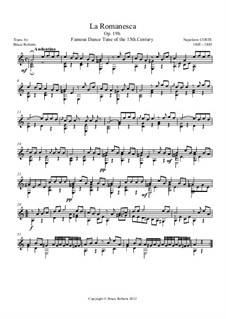 La Romanesca (Guitar solo), Op.19b by N. Coste - sheet music on MusicaNeo