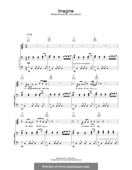 Vocal version (Imagine) by J. Lennon - sheet music on MusicaNeo