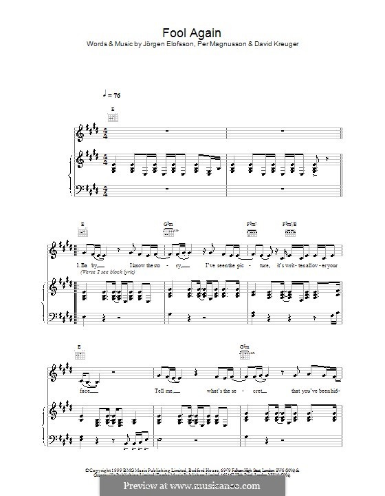 Fool Again (Westlife) by D. Kreuger, J.K. Elofsson, P. Magnusson on ...