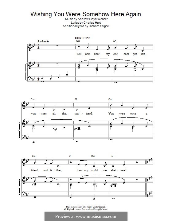 Wishing You Were Somehow Here Again (The Phantom of the Opera) by A.L ...