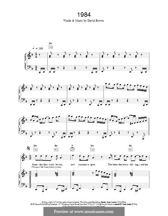 1984 by D. Bowie - sheet music on MusicaNeo