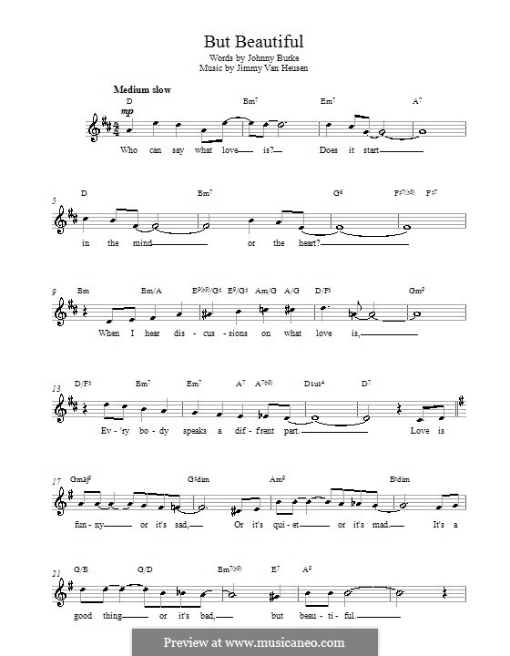 But Beautiful by J.V. Heusen - sheet music on MusicaNeo