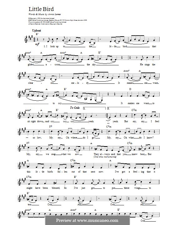 Little Bird by A. Lennox - sheet music on MusicaNeo