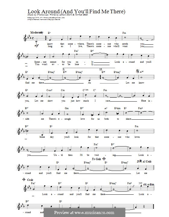 Look Around (And You'll Find Me There) by F. Lai - sheet music on MusicaNeo