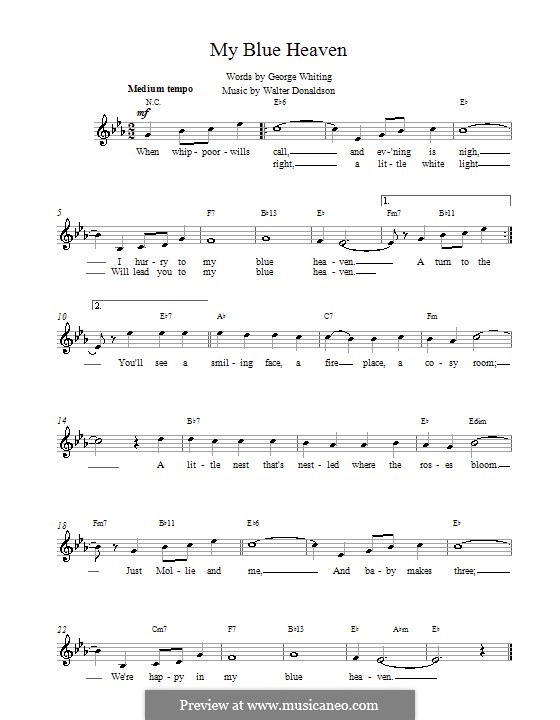 My Blue Heaven by W. Donaldson - sheet music on MusicaNeo