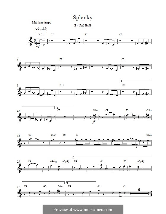 Splanky by N. Hefti - sheet music on MusicaNeo