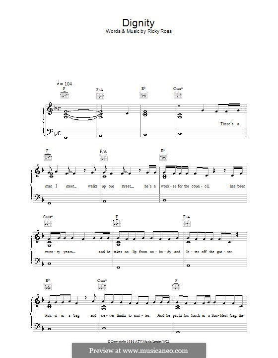 Dignity (Deacon Blue) by R. Ross - sheet music on MusicaNeo