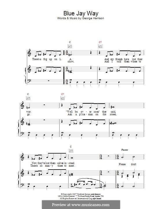 Blue Jay Way (The Beatles) by G. Harrison - sheet music on MusicaNeo