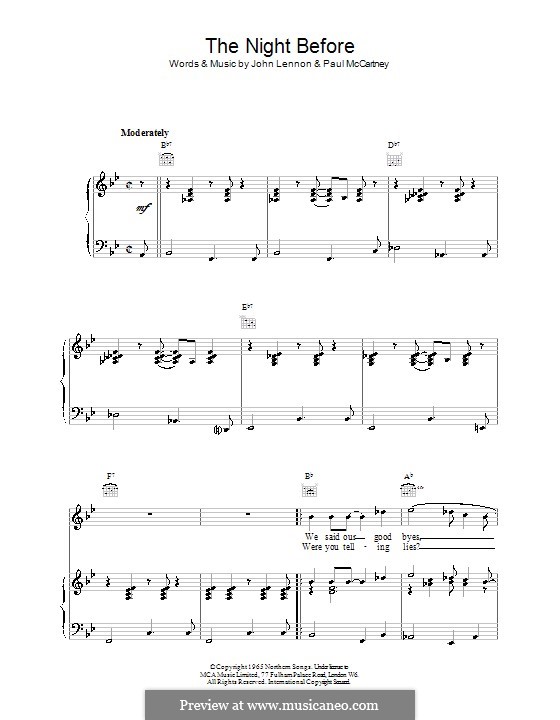The Night Before (The Beatles) by J. Lennon, P. McCartney on MusicaNeo