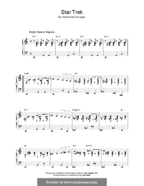 Star Trek. Theme by A. Courage - sheet music on MusicaNeo