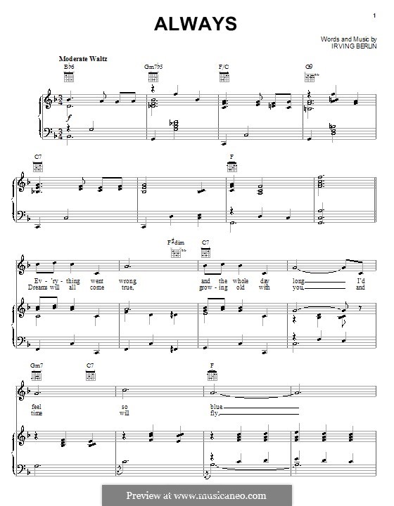 Always by I. Berlin - sheet music on MusicaNeo