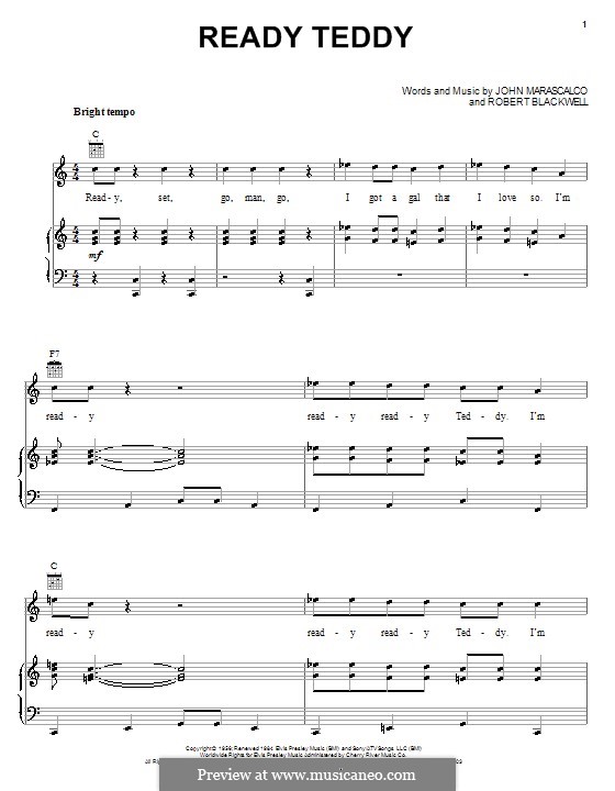 Ready Teddy (Elvis Presley) by J.S. Marascalco, R.A. Blackwell on MusicaNeo