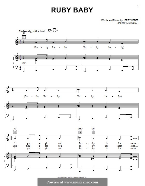 Ruby Baby (Dion) by J. Leiber, M. Stoller - sheet music on MusicaNeo