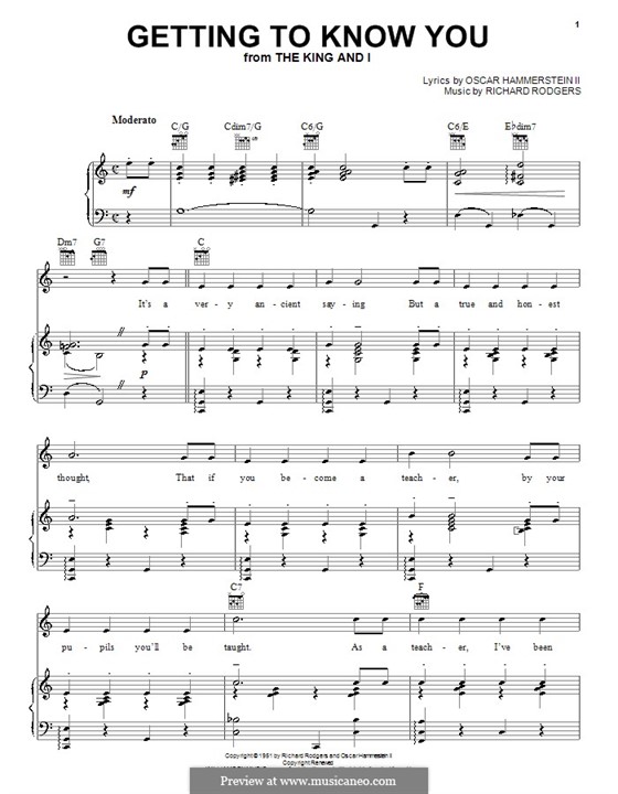 Getting to Know You (from The King and I) by R. Rodgers on MusicaNeo
