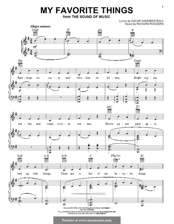 Vocal version (My Favorite Things) by R. Rodgers - sheet music on MusicaNeo