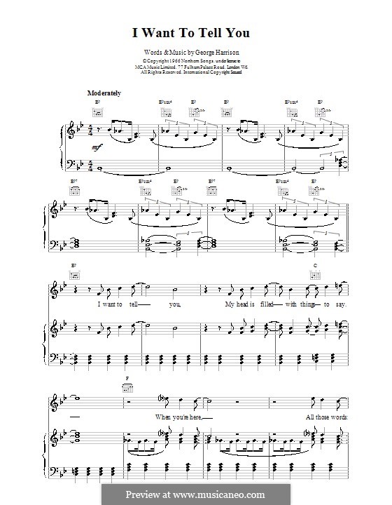 I Want to Tell You (The Beatles) by G. Harrison - sheet music on MusicaNeo