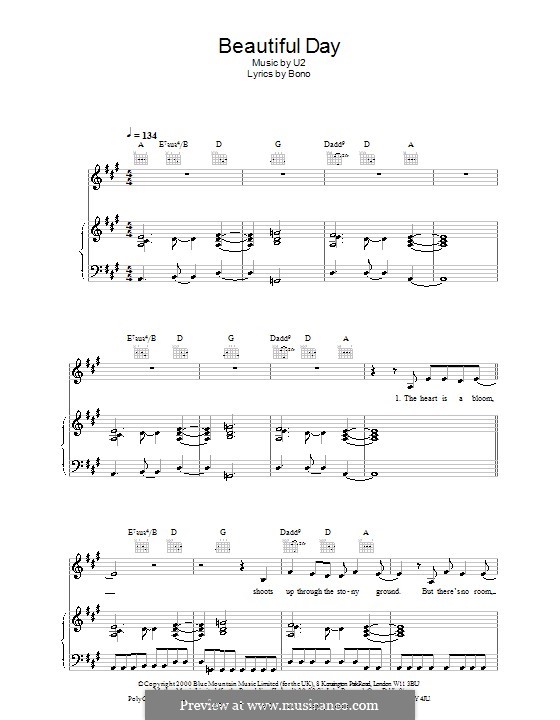 Beautiful Day by U2 - sheet music on MusicaNeo