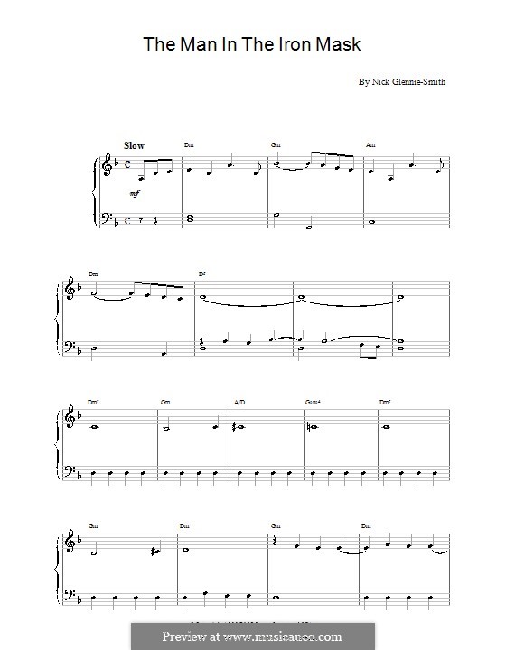 The Man in the Iron Mask by N. Glennie-Smith - sheet music on MusicaNeo