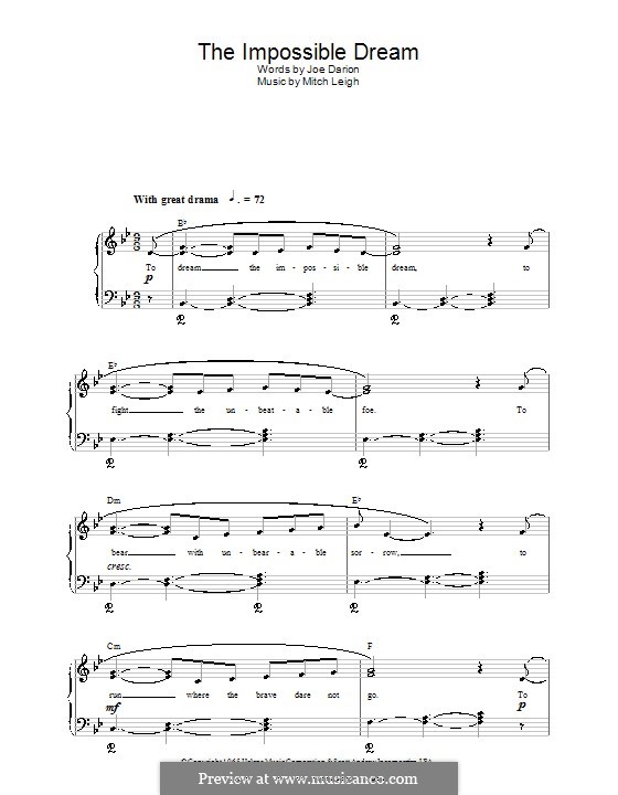 The Impossible Dream (The Quest) by M. Leigh - sheet music on MusicaNeo