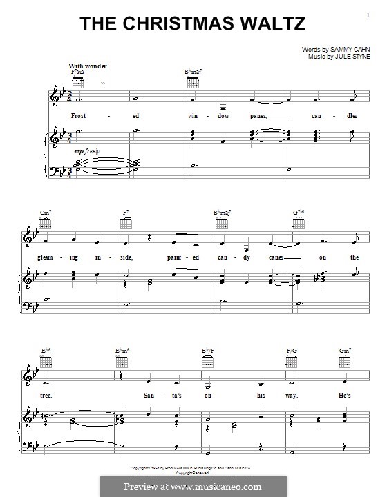 The Christmas Waltz by J. Styne - sheet music on MusicaNeo