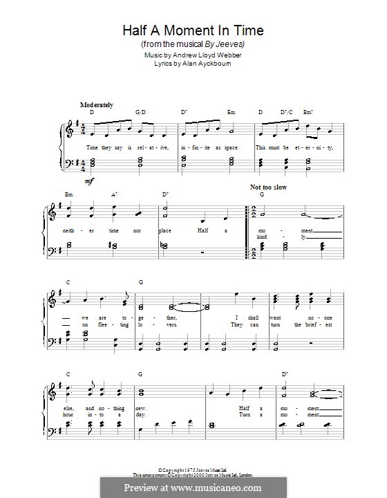 Half a Moment in Time (from By Jeeves) by A.L. Webber on MusicaNeo