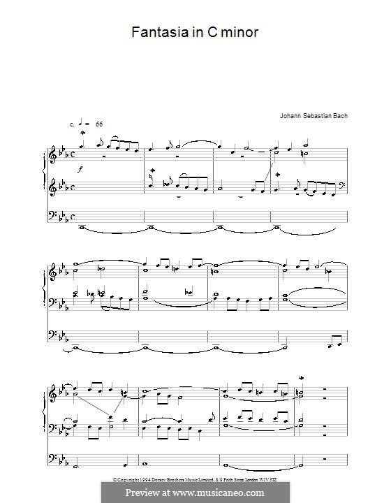Fantasia in C Minor for Organ by J.S. Bach - sheet music on MusicaNeo