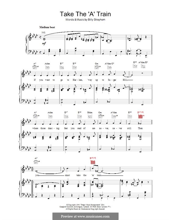Take the 'A' Train (Duke Ellington) by B. Strayhorn on MusicaNeo