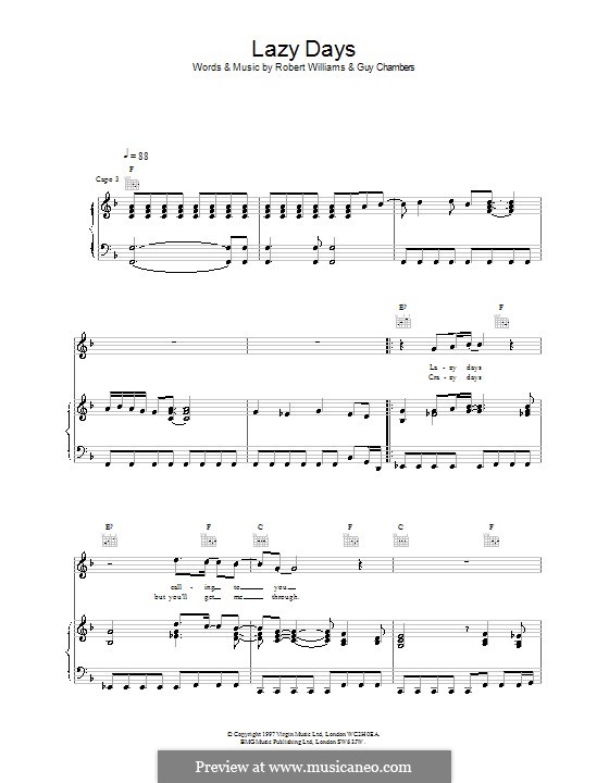 Lazy Days by G. Chambers, R. Williams - sheet music on MusicaNeo