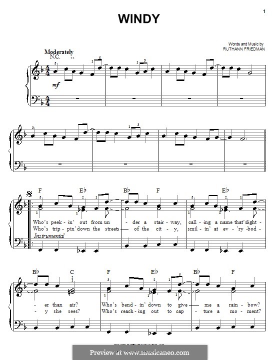 Windy (The Association) by R. Friedman - sheet music on MusicaNeo
