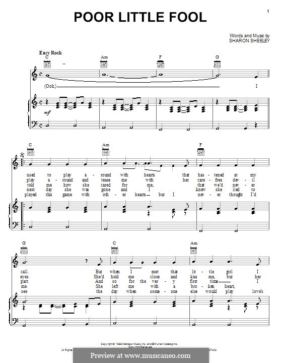 Poor Little Fool by S. Sheeley - sheet music on MusicaNeo