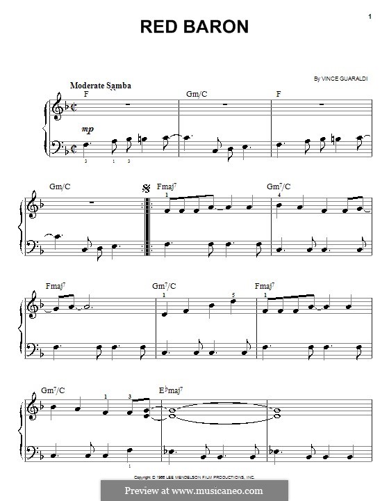 Red Baron by V. Guaraldi - sheet music on MusicaNeo