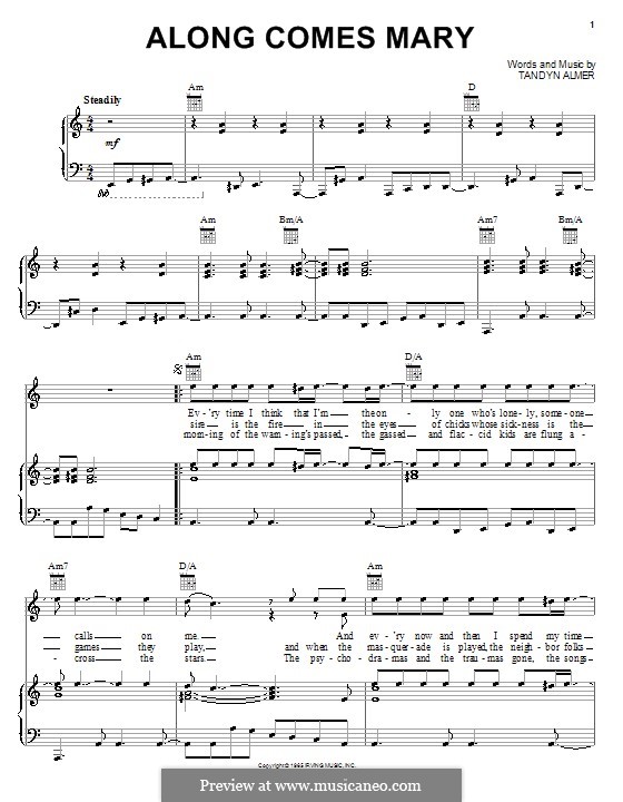 Along Comes Mary (The Association) by T. Almer - sheet music on MusicaNeo