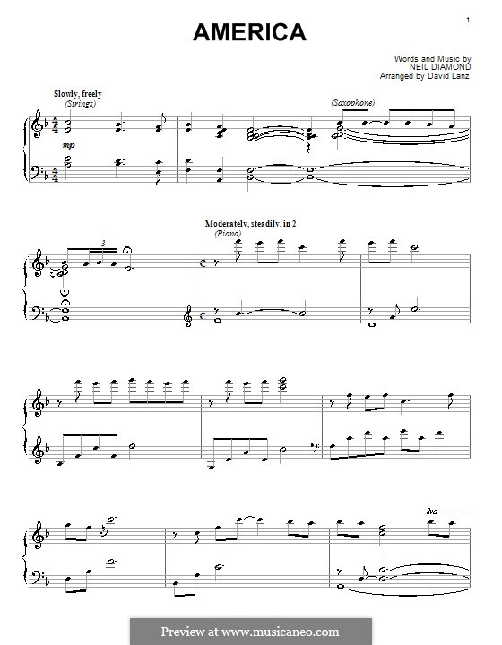 America by N. Diamond - sheet music on MusicaNeo